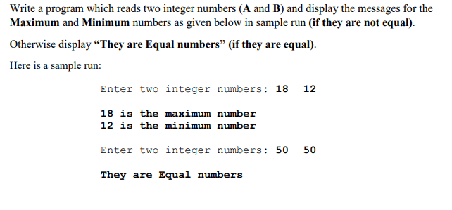 Solved Write a program which reads two integer numbers (A | Chegg.com