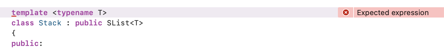 Solved template class Stack : public SList T \{ public: | Chegg.com