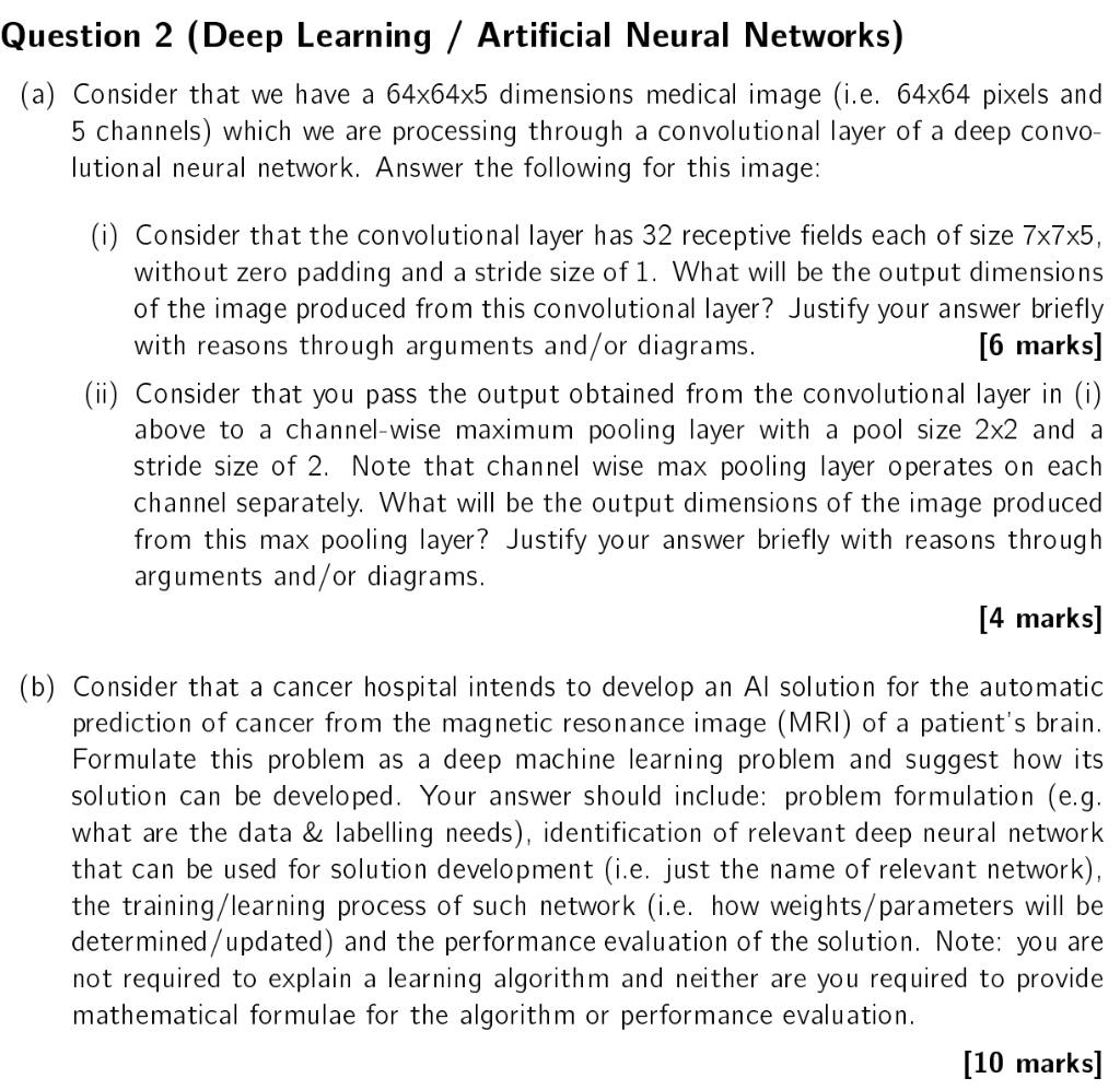 Solved Question 2 (Deep Learning / Artificial Neural | Chegg.com