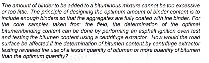 Solved The amount of binder to be added to a bituminous | Chegg.com