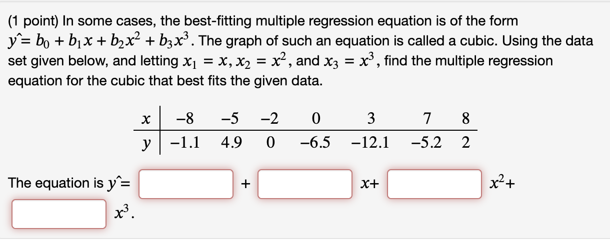 Solved (1 point) In some cases, the best-fitting multiple | Chegg.com