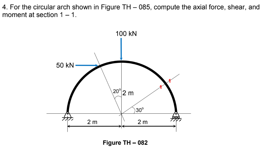 Solved 4. For the circular arch shown in Figure TH – 085, | Chegg.com
