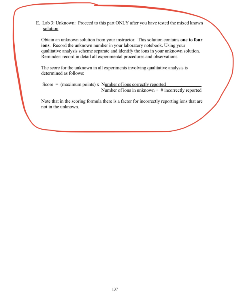 Solved Experiment 7 Qualitative Analysis: Anions I. | Chegg.com