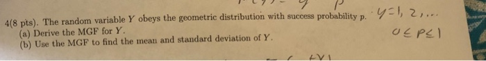 Solved - 2 418 pts). The random variable Y obeys the | Chegg.com