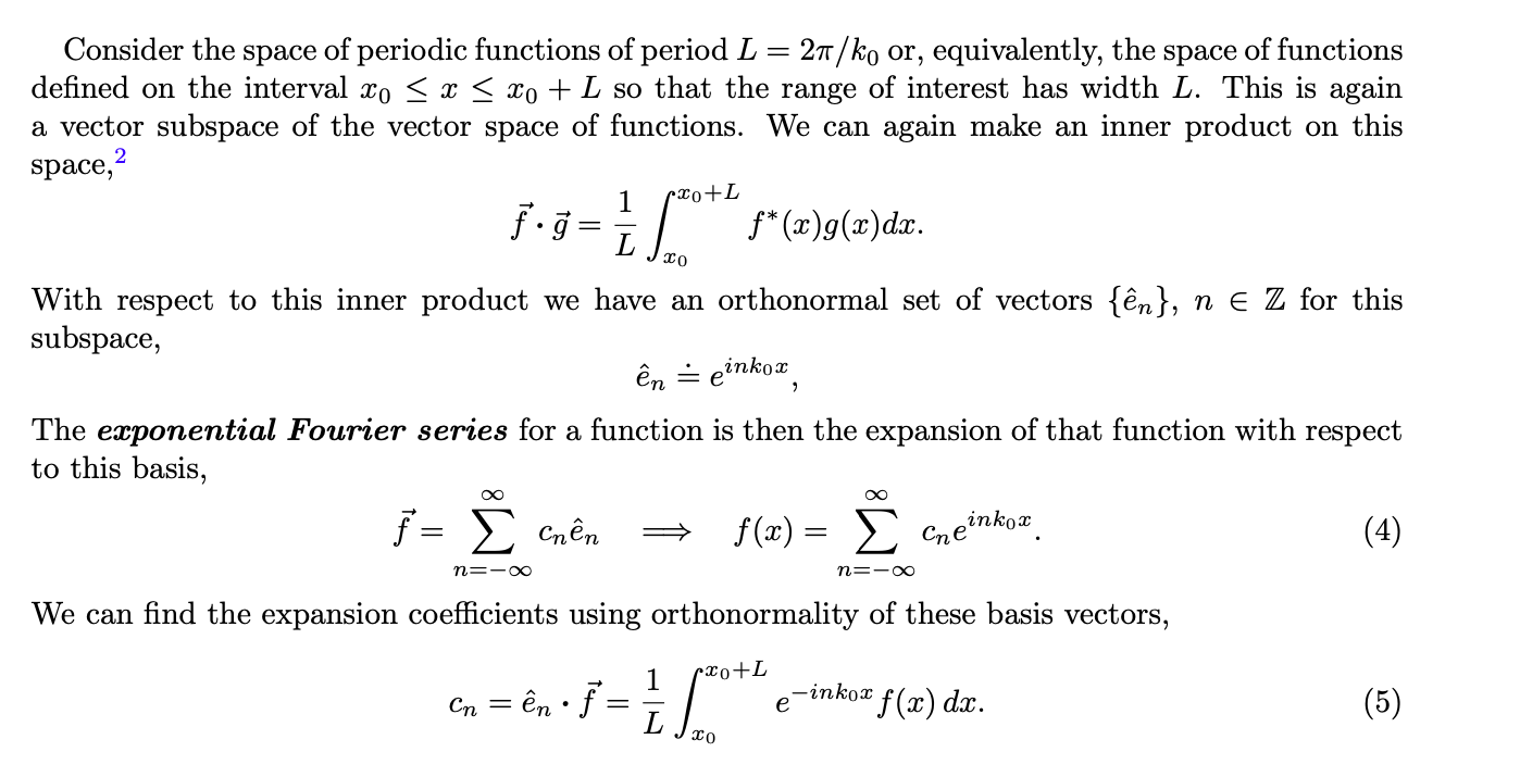 Solved Consider the space of periodic functions of period | Chegg.com