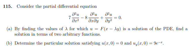 Solved 115. Consider the partial differential equation | Chegg.com