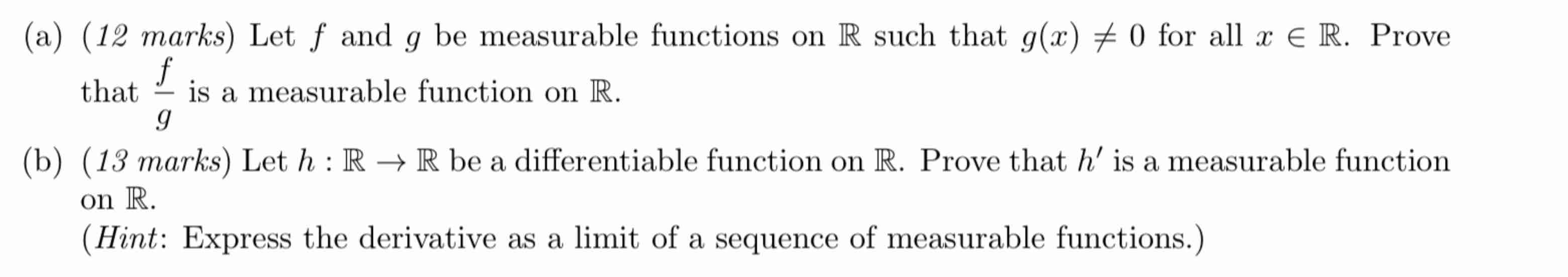 Solved A 12 ﻿marks ﻿let F ﻿and G Be ﻿measurable