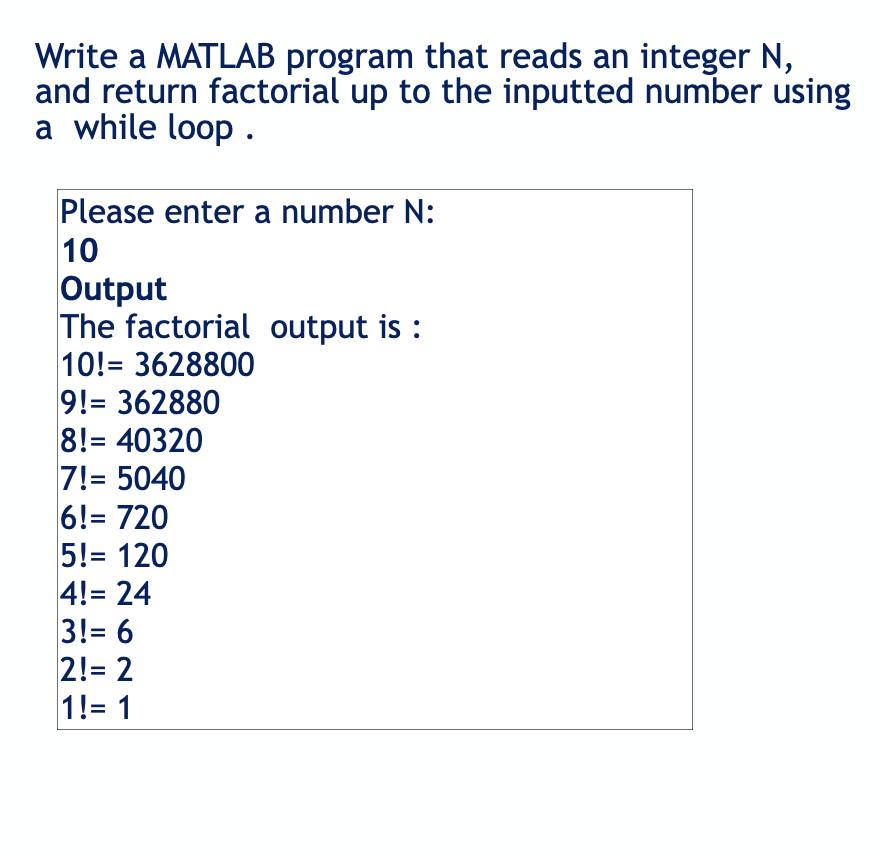 Solved Write A Matlab Program That Reads An Integer N And 1778