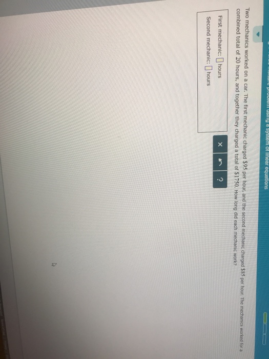 Solved Two mechanics worked on a car. The first mechanic | Chegg.com