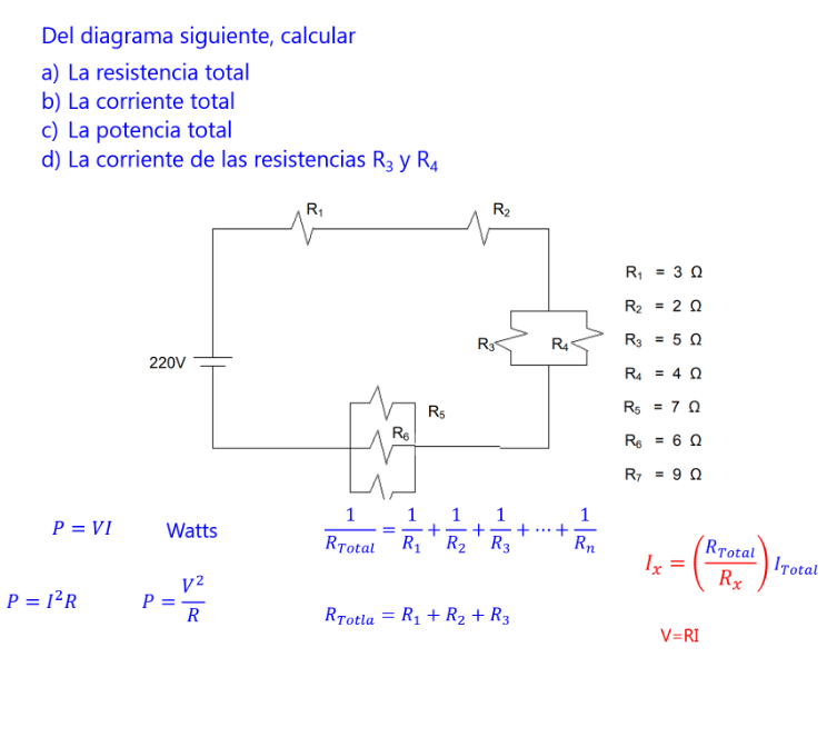 Solved Del diagrama siguiente, calcular a) La resistencia | Chegg.com