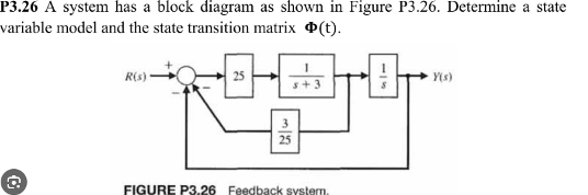 Solved P3.26 ﻿A system has a block diagram as shown in | Chegg.com
