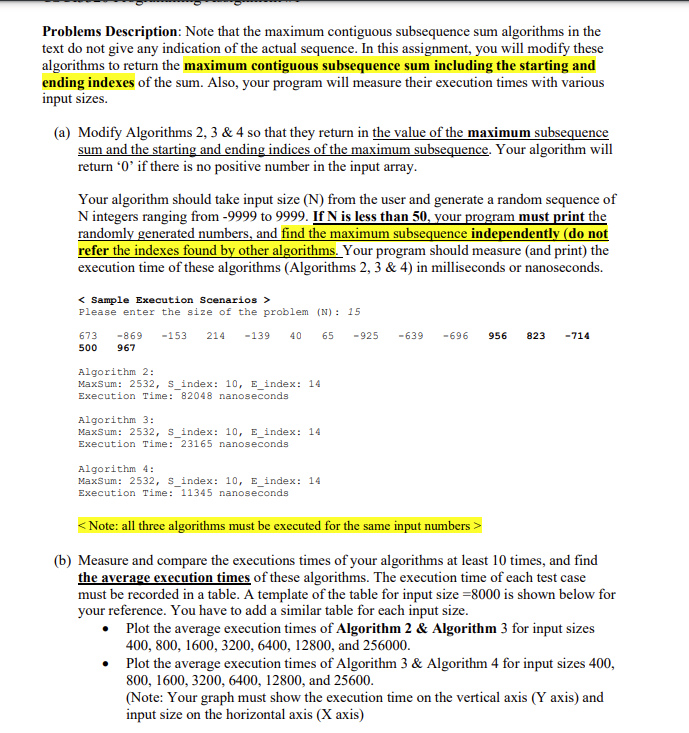 Solved Problems Description: Note that the maximum | Chegg.com