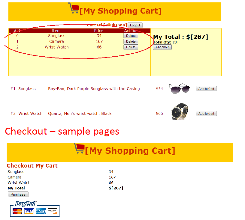 Use JSP to create a Shopping Cart with the following | Chegg.com