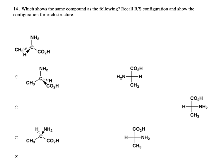 Solved 14. Which shows the same compound as the following? | Chegg.com