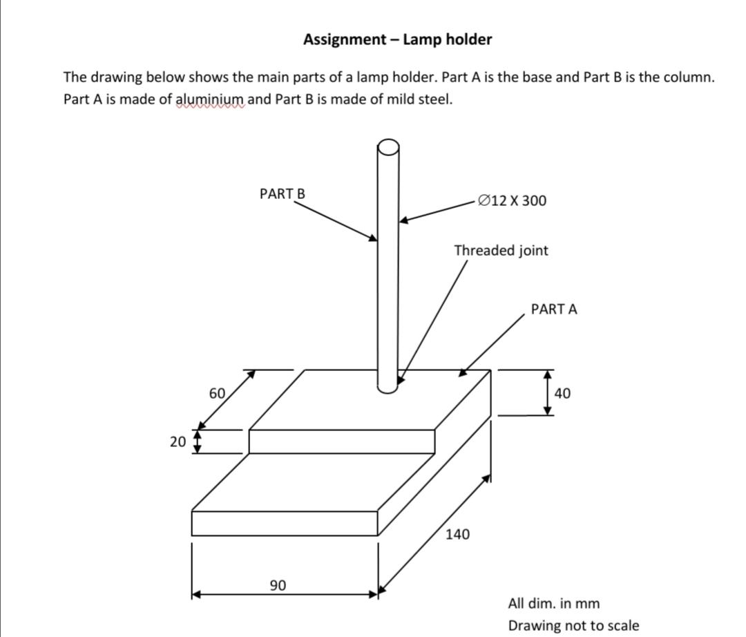 Solved The drawing above shows the main parts of a lamp | Chegg.com