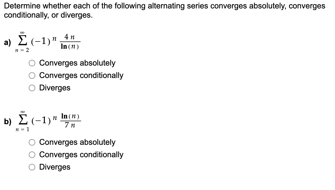 Solved Determine whether each of the following alternating | Chegg.com