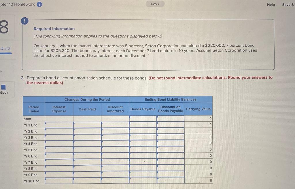 Solved pter 10 Homework Saved Help Save & 8 Required | Chegg.com Solved pter 10 Homework Saved Help Save & 8 Required | Chegg.com