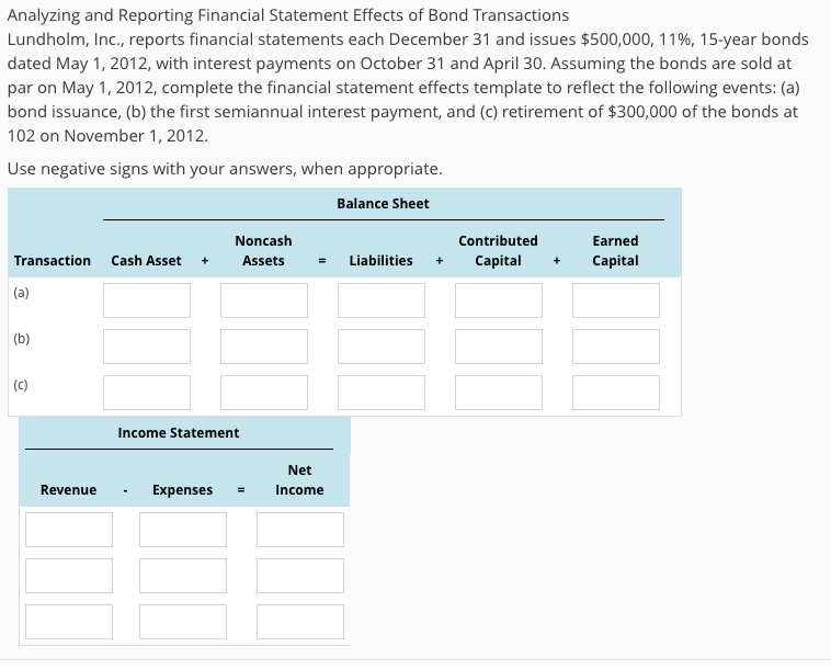 Solved Analyzing and Reporting Financial Statement Effects | Chegg.com