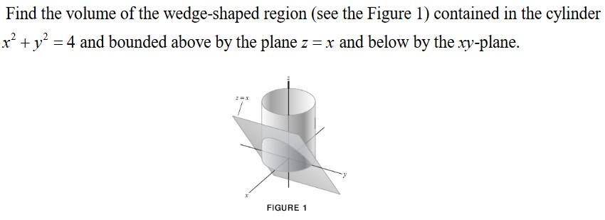 Solved Find the volume of the wedge-shaped region (see the | Chegg.com