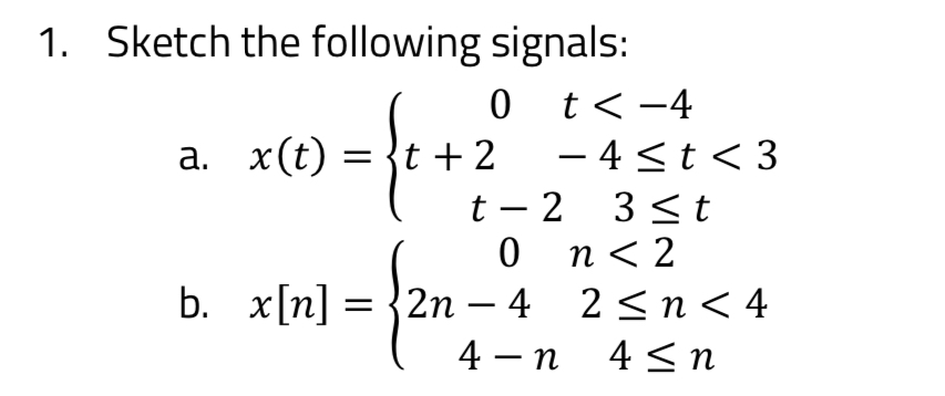 Solved 1. Sketch the following signals: a. | Chegg.com