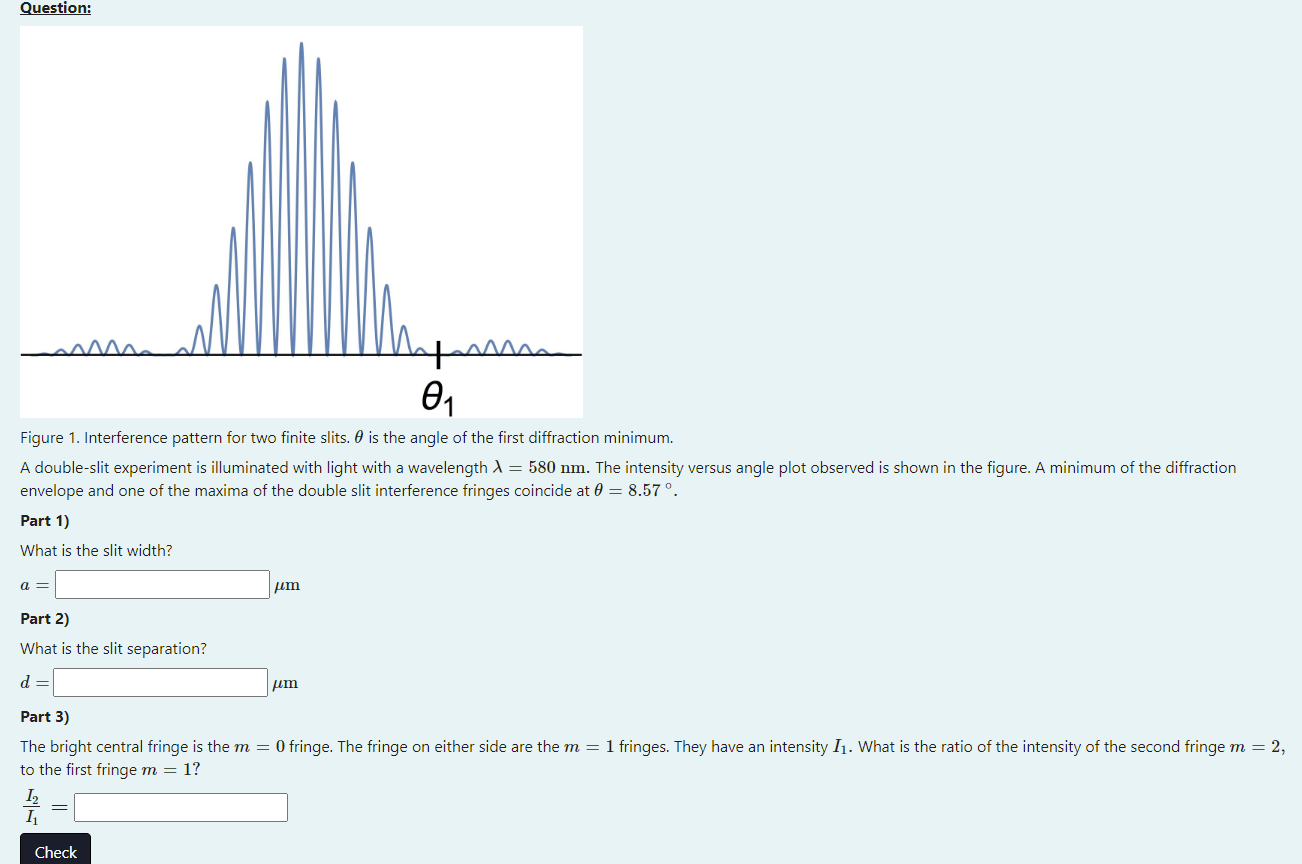 Solved Question: teams On Figure 1. Interference pattern for | Chegg.com