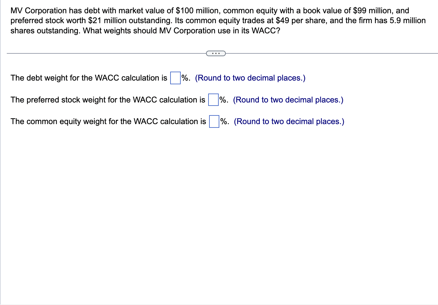 Solved MV Corporation has debt with market value of $100 | Chegg.com