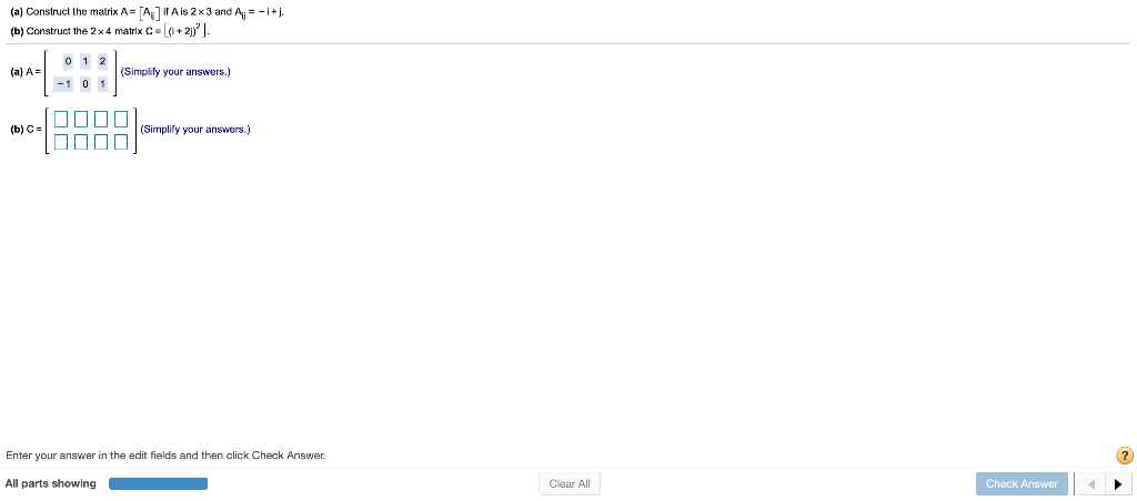 Solved (a) Construct the matrix A=[A] Als 2x3 and Aj =-i+j. | Chegg.com