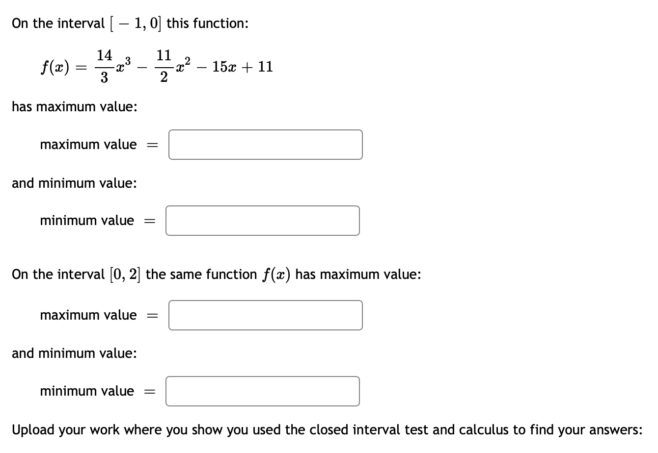 Solved On the interval [−1,0] this function: | Chegg.com