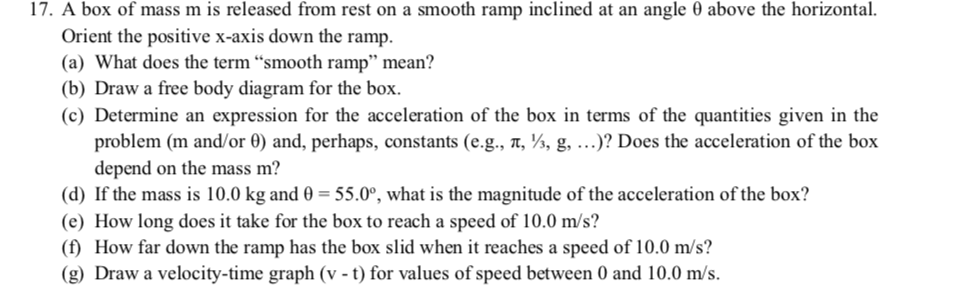 Solved 17, A box of mass m is released from rest on a smooth | Chegg.com