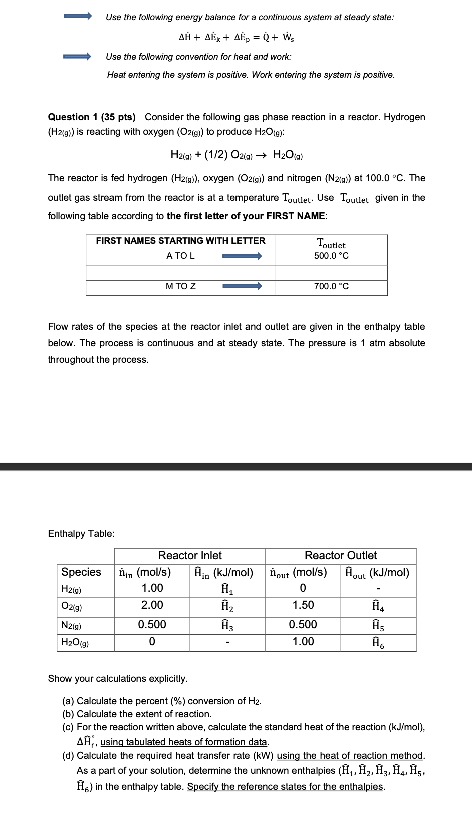 Solved Use the following energy balance for a continuous | Chegg.com