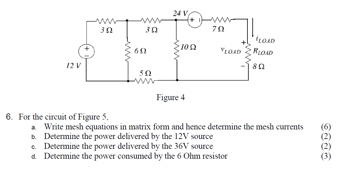 Solved 24 V + W 322 392 722 1092 İLOAD RLOAD 622 VLOAD 12 V | Chegg.com