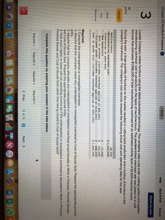 Solved Chapter 03 Pre-Built Problems Check my work 3 Luzadis | Chegg.com