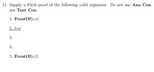 Solved 11. Supply a Fitch proof of the following valid | Chegg.com