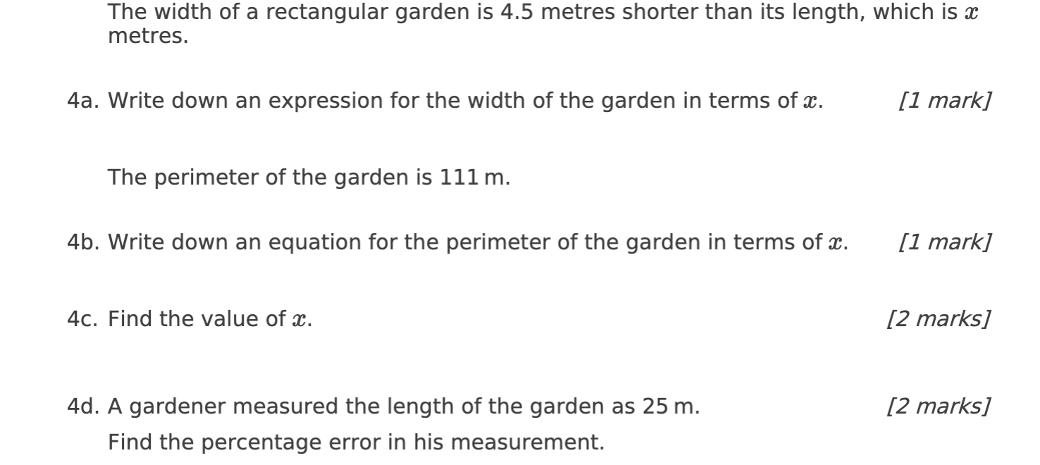 Solved The width of a rectangular garden is 4.5 metres | Chegg.com