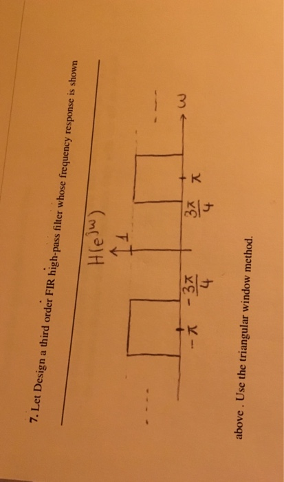 Solved 7. Let Design a third order FIR high-pass filter | Chegg.com