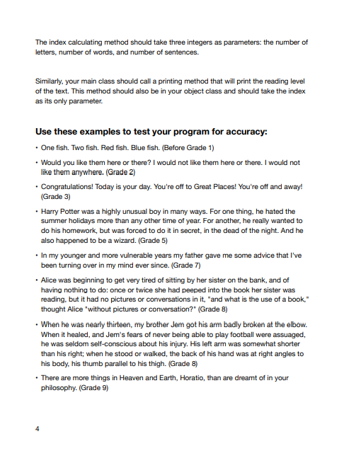 Solved Write a program called Readability that will | Chegg.com