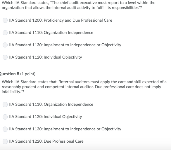 Solved Which IIA Standard states, "The chief audit executive | Chegg.com