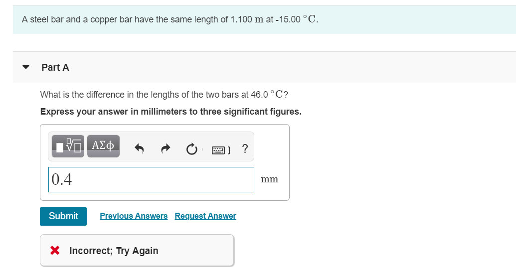 Solved A steel bar and a copper bar have the same length of | Chegg.com