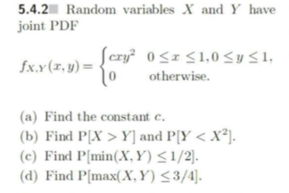 Solved 5.4.2 Random variables X and Y have joint PDF fx.y(x, | Chegg.com