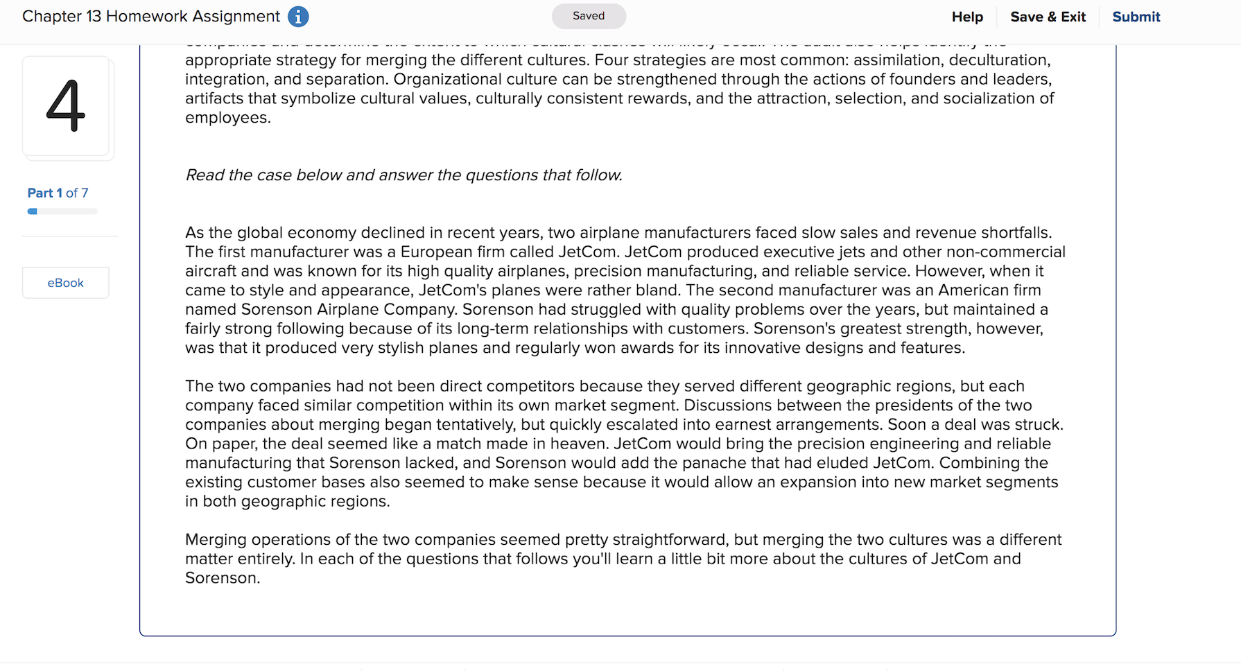 Chapter 13 Homework Assignment i Saved Help Save & | Chegg.com