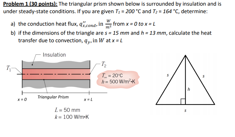 Solved Problem 1 (30 points): The triangular prism shown | Chegg.com
