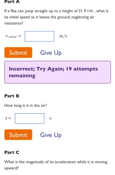 Solved Part A If a flea can jump straight up to a height of | Chegg.com