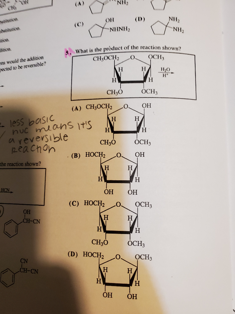 Solved NIL OH (D) NII NH2 NUNH, What is the product of the | Chegg.com