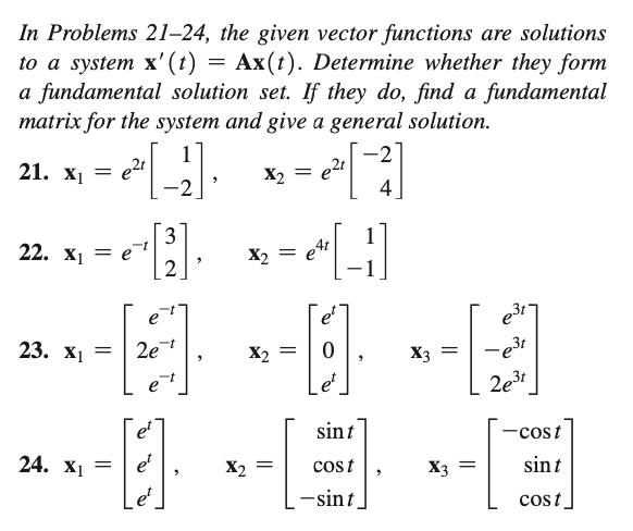 Solved In Problems 21–24, the given vector functions are | Chegg.com