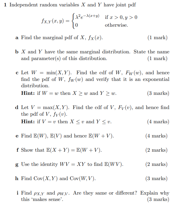 Solved 1 Independent random variables X and Y have joint pdf | Chegg.com