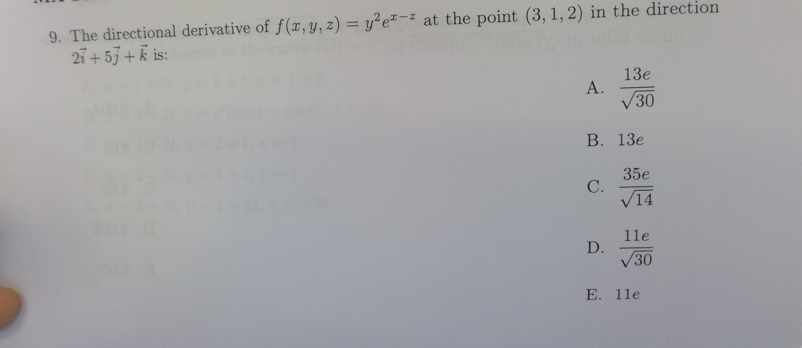 Solved The directional derivative of f(x,y,z)=y^(2)e^(x-z) | Chegg.com