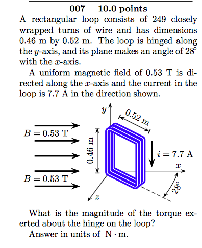 Solved 007 10.0 points A rectangular loop consists of 249 | Chegg.com