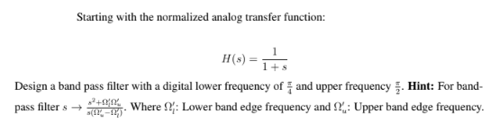 Solved Starting with the normalized analog transfer | Chegg.com