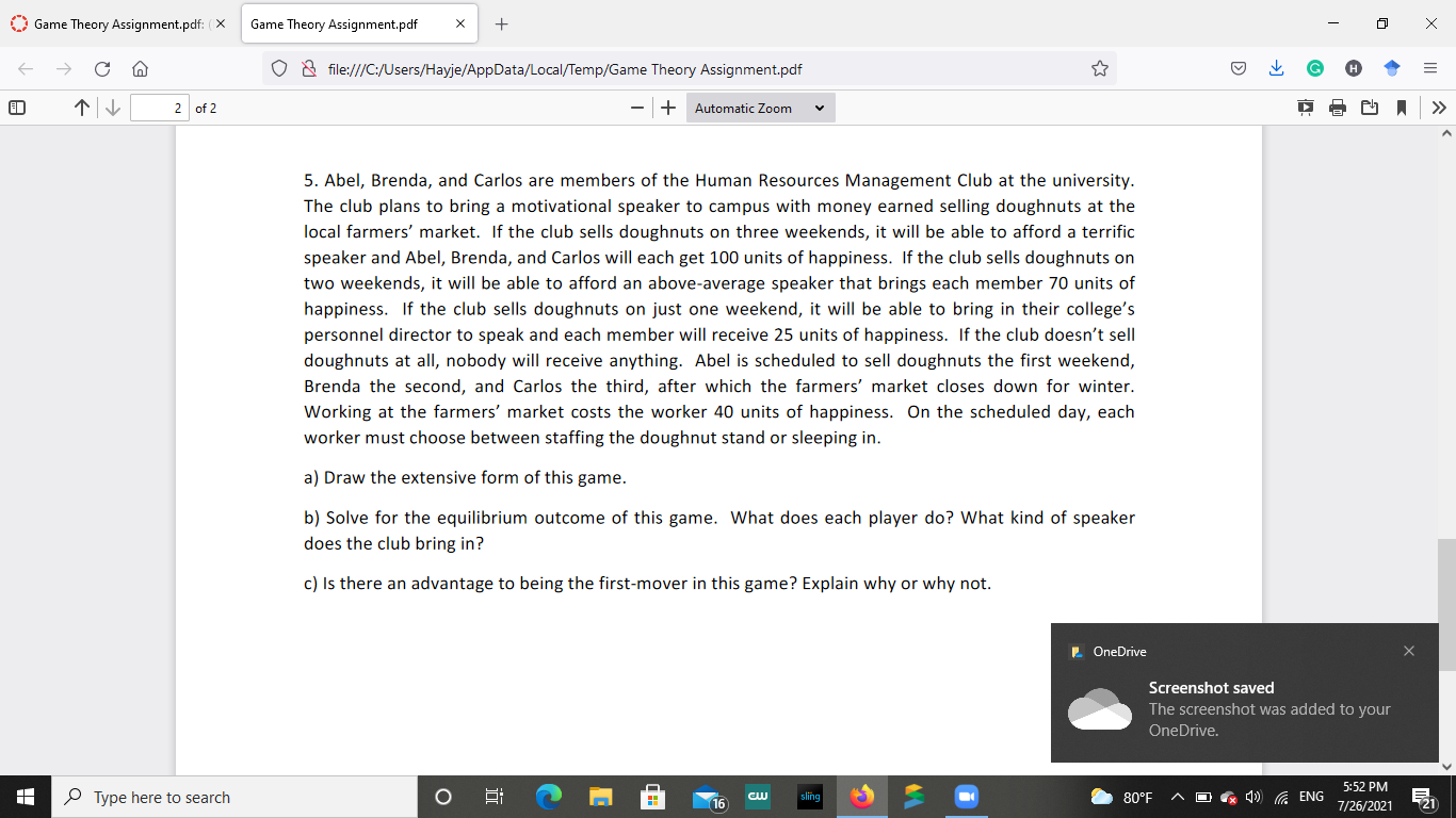 Solved Game Theory Assignment.pdf: X Game Theory | Chegg.com