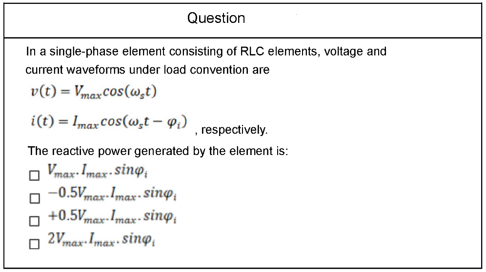 Solved In a single-phase element consisting of RLC elements, | Chegg.com